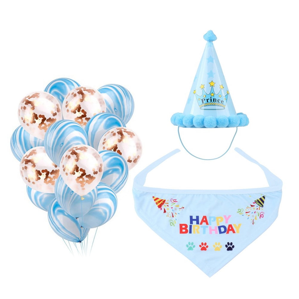 GETAJGHSD Pet Birthday Party Supplies 1 Set Hats for Pets Blue Balloons ...