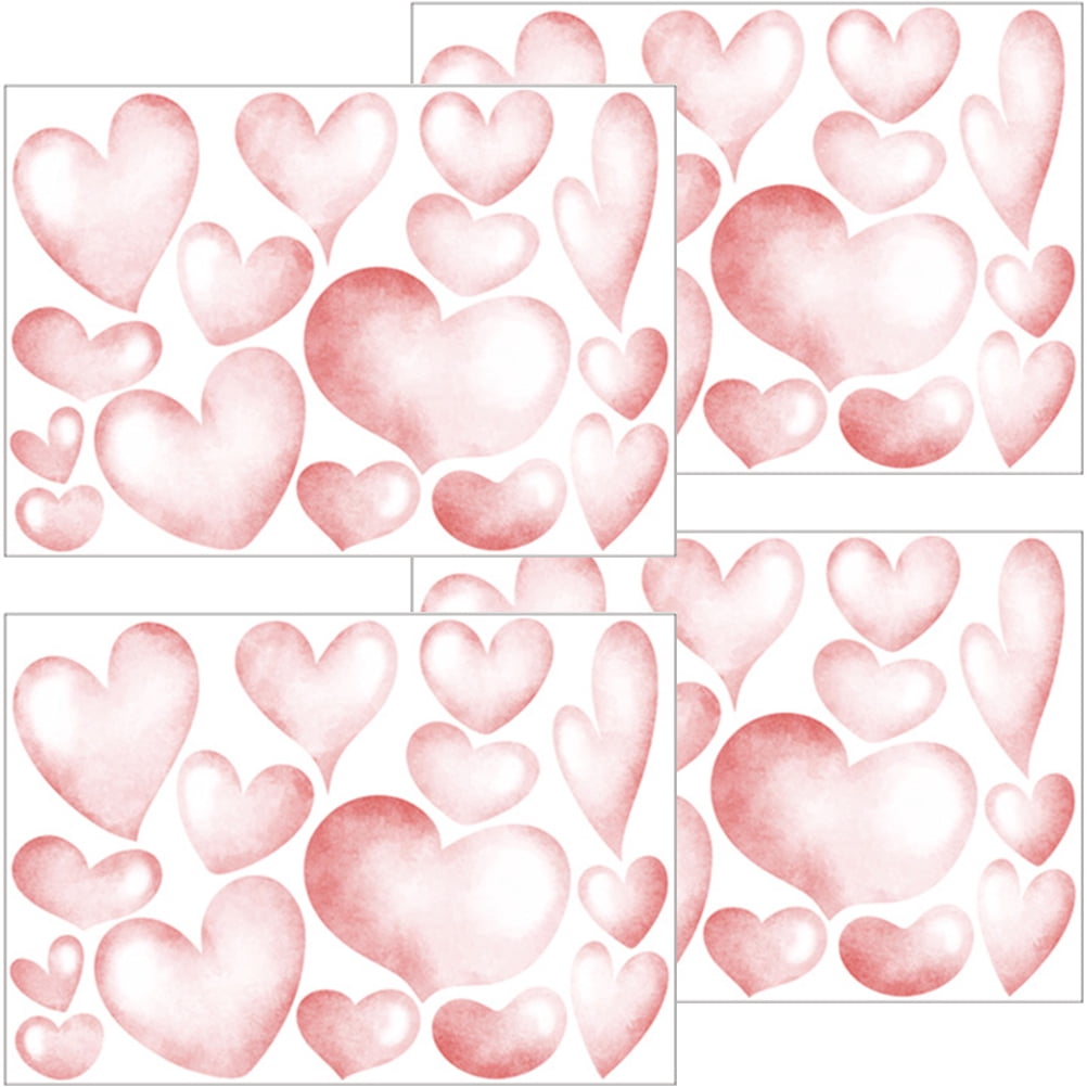 GETAJGHSD Pink PVC Wall Sticker Decal 1 Set Heart Shape for Kids Room ...