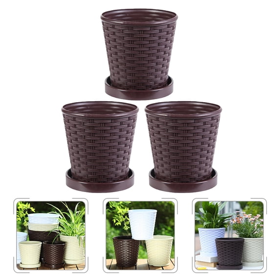 GETAJGHSD Resin Planter Pots Brown 3 Sets for Windowsill and Desktop ...