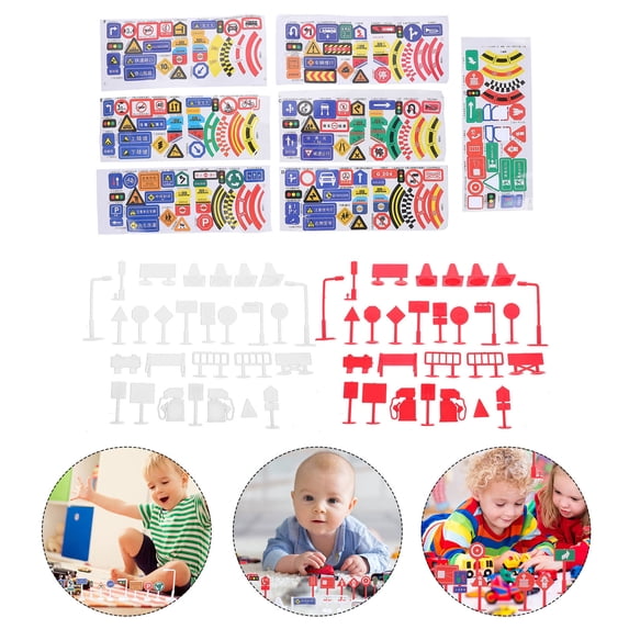 GETAJGHSD Road Sign Toy Stick Tile for Kids Recognition of Road Signs 7 ...
