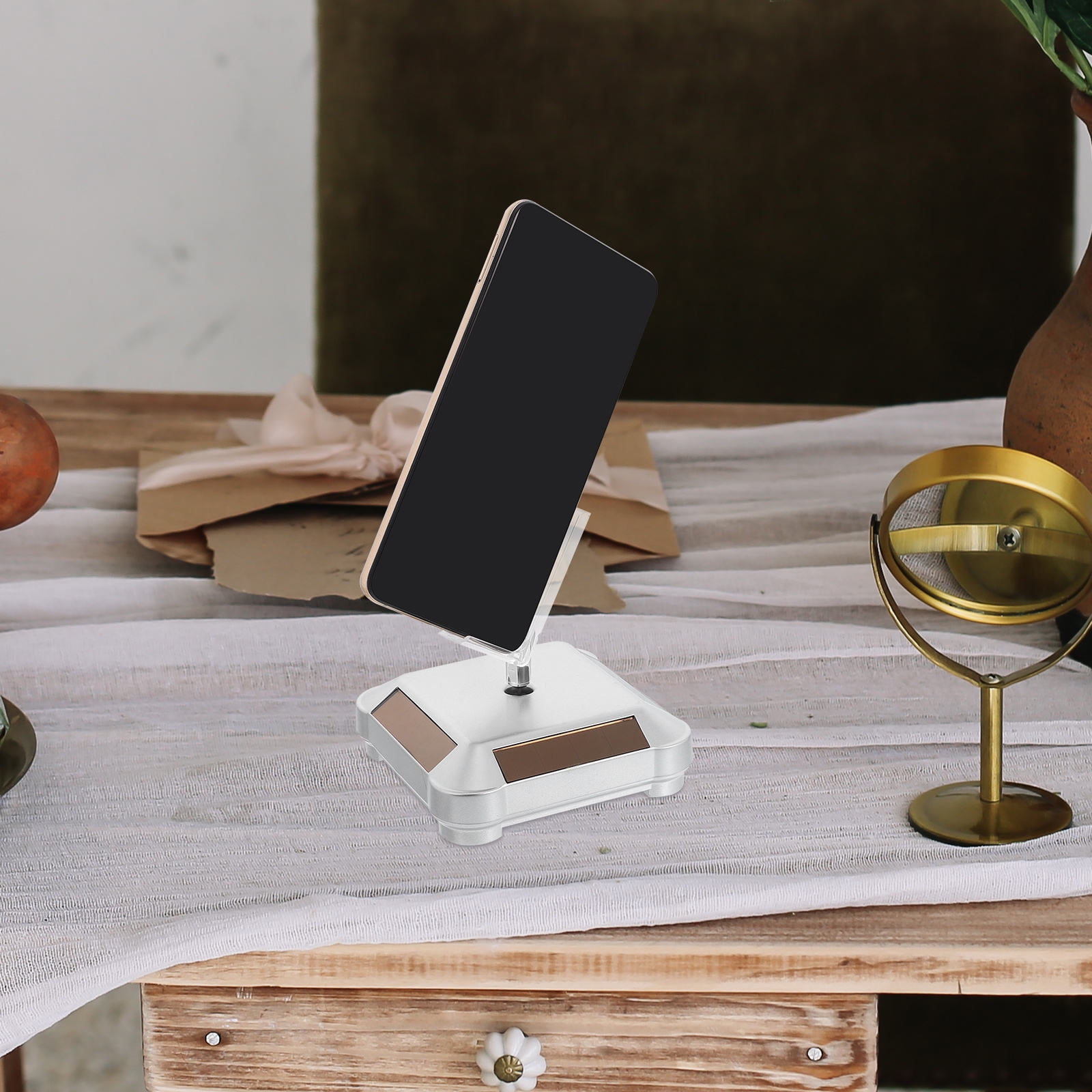 GETAJGHSD Sleek Silver Automatic Rotating Display Stand 360 Degree View ...