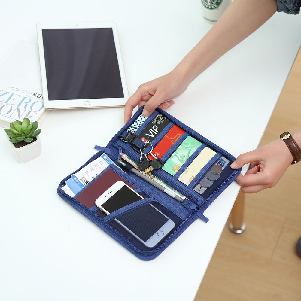 GETAJGHSD Polyester Passport Wallet Dark Blue 1Pack Travel Document ...