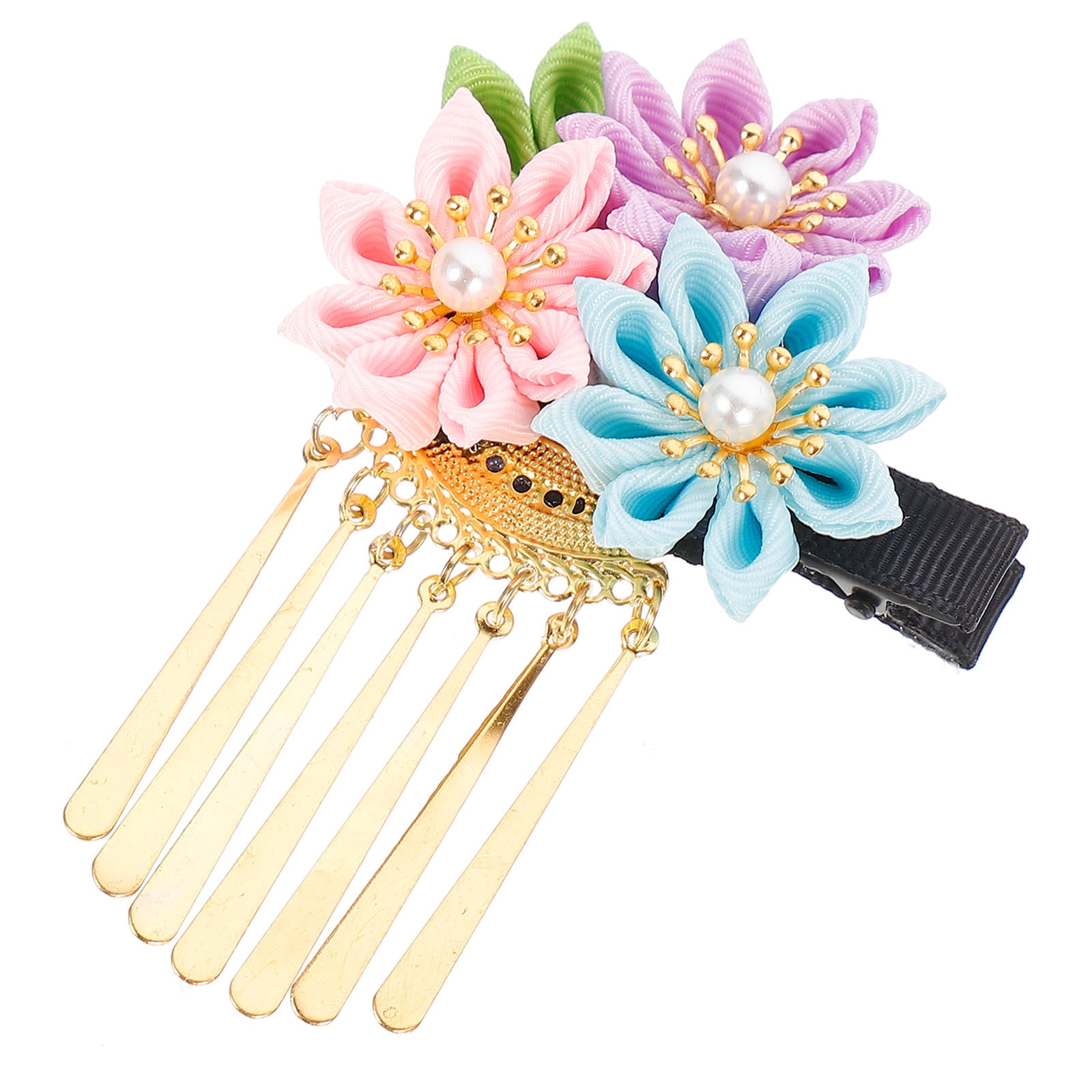 GETAJGHSD Wedding Bridal Flower Hair Clip Tassel Barrette Japanese ...