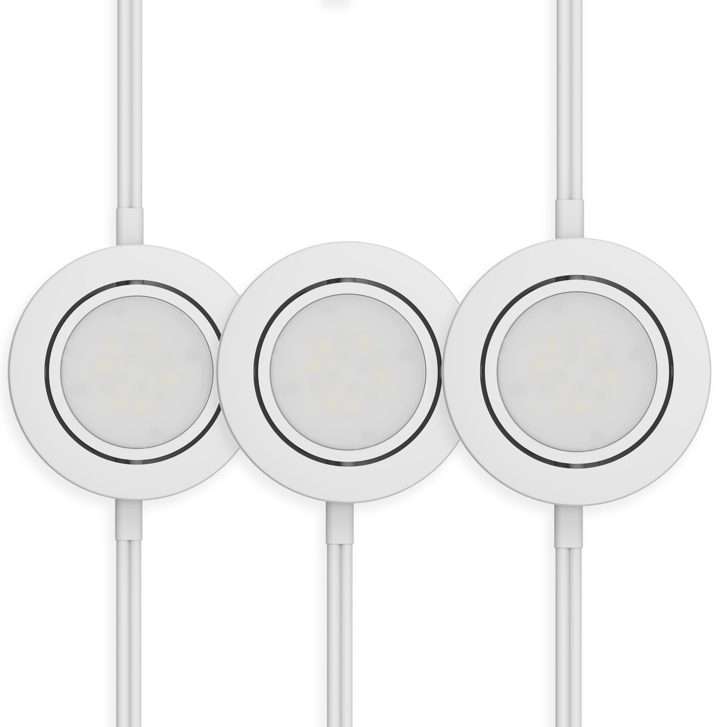 Inlight 2.75" Wide 2700K Swivel and Wired LED Puck Lights Kit, Plug-in or Hardwired, Recessed or ...