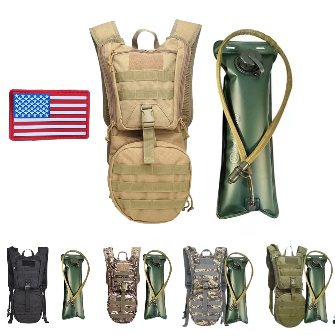 GETORIUM Tactical Hydration Backpack with 3L Water Bladder, MOLLE ...