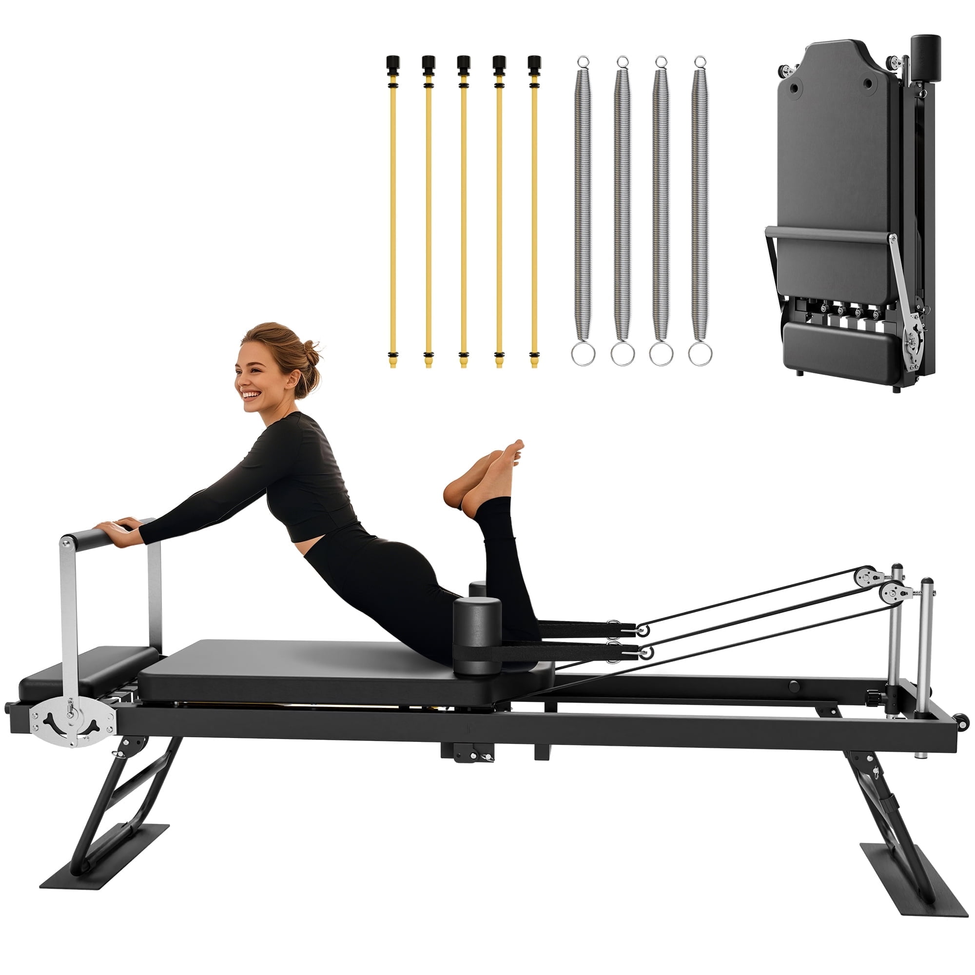 GETYES Foldable Pilates Reformer Machine, 400 lbs Weight Capacity ...