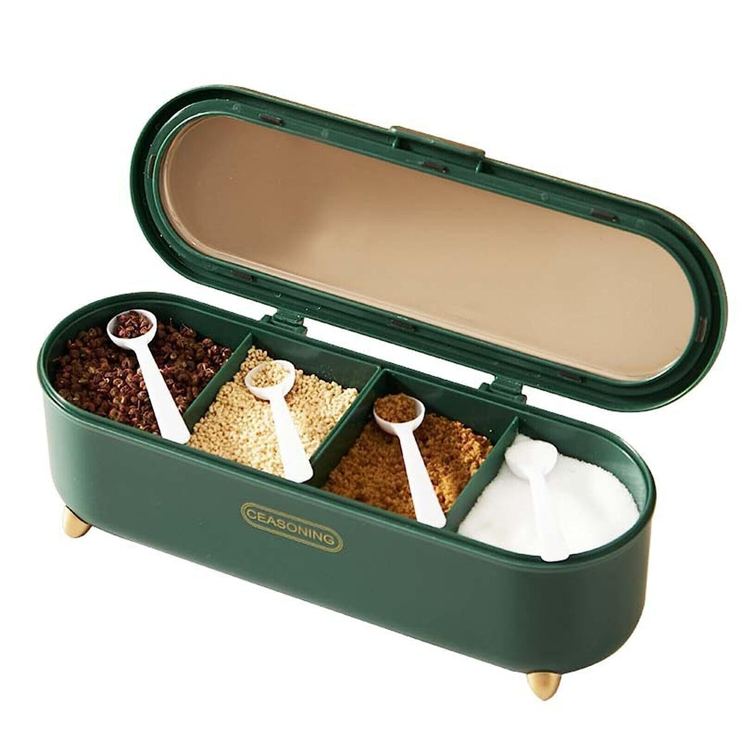 GETZET 4 Compartments Box With Lid for kitchen Plastic masala dani ...