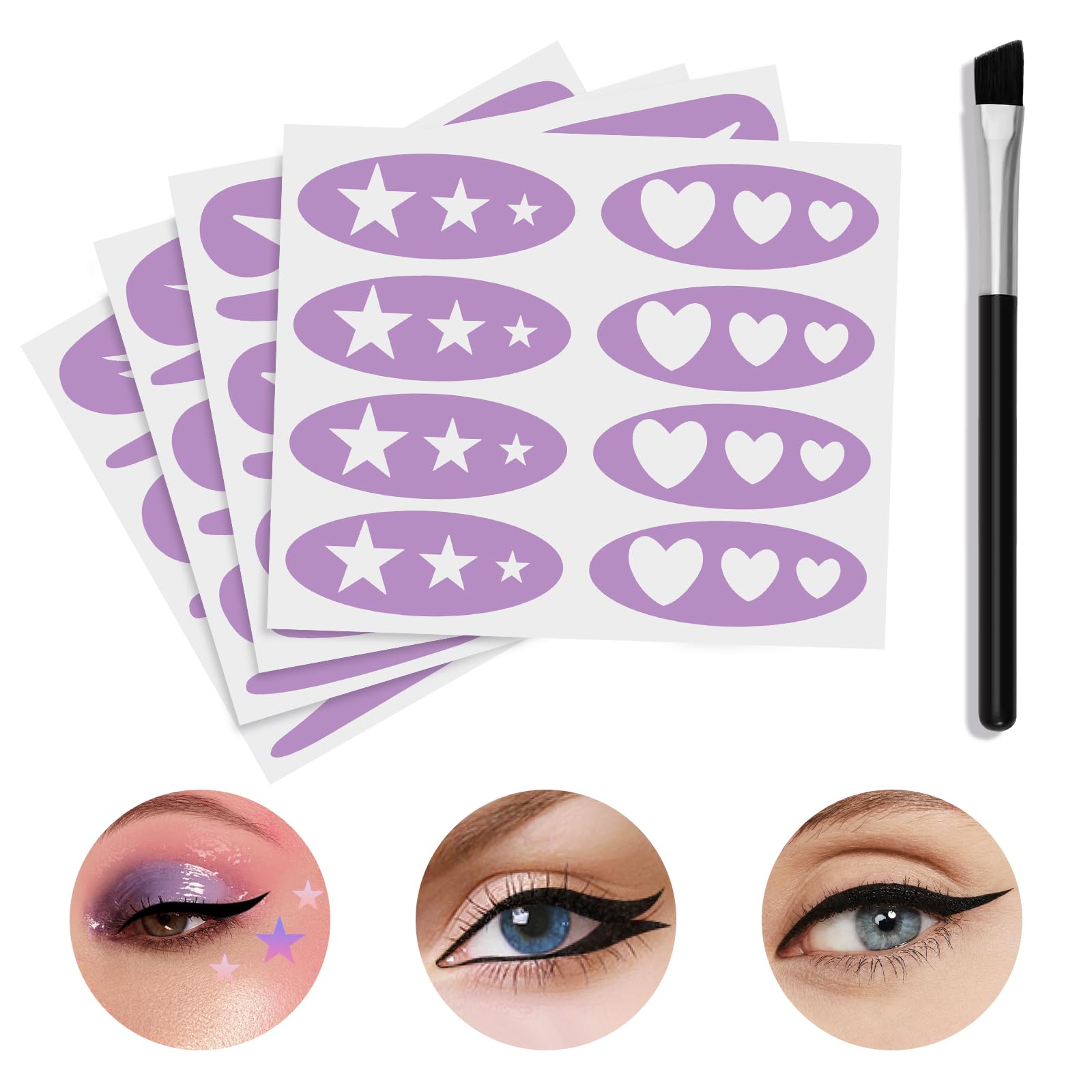 GEUUFEA 4 Sheets Eyeliner WHF2 Stencil Stickers, Star Eye Winged and ...