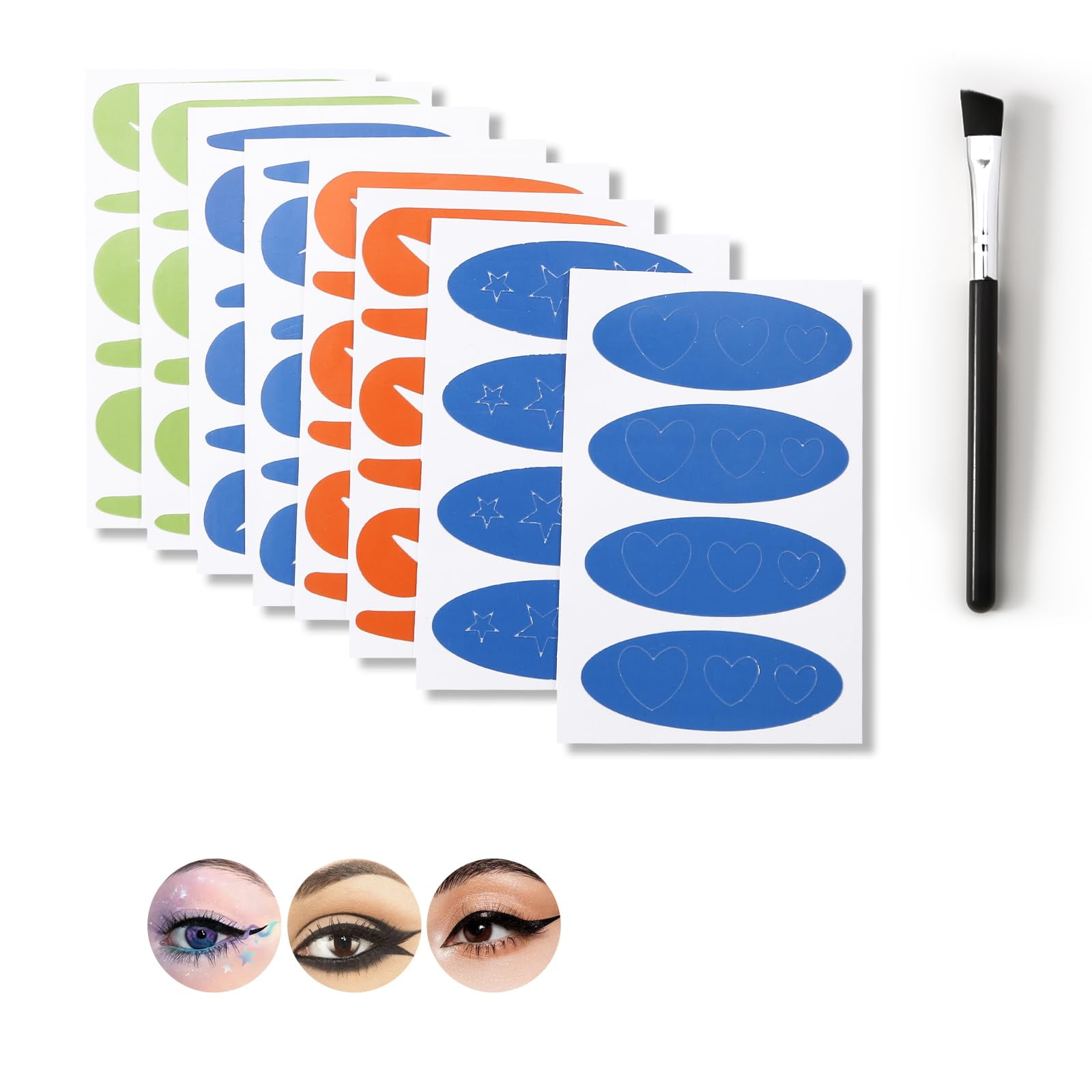 GEUUFEA 8 Sheets Eyeliner DHF10 Stencil Stickers, Star Eye Winged and ...