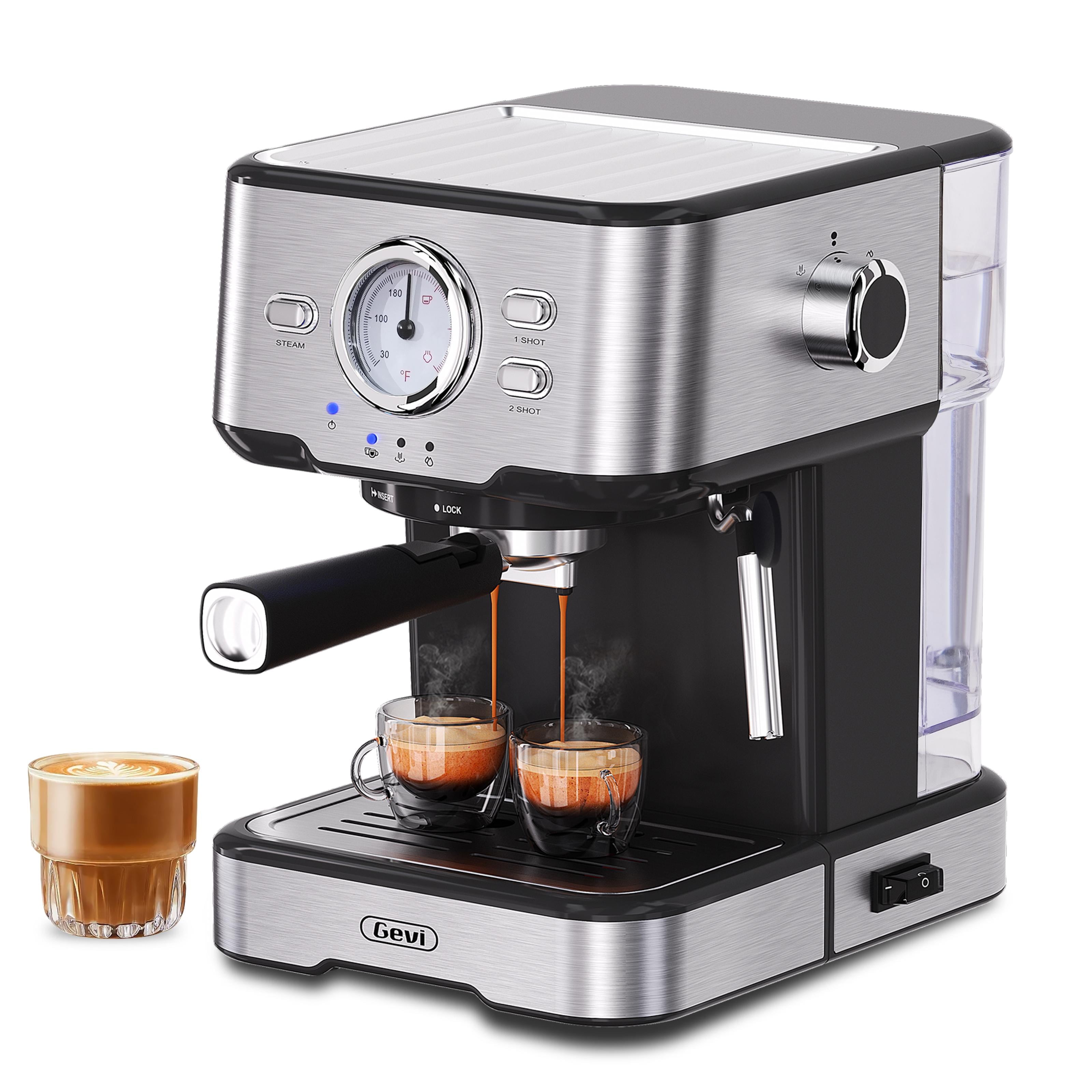 GEVI 20 Bar Stainless Steel Espresso Machine with Milk Frother Wand and ...