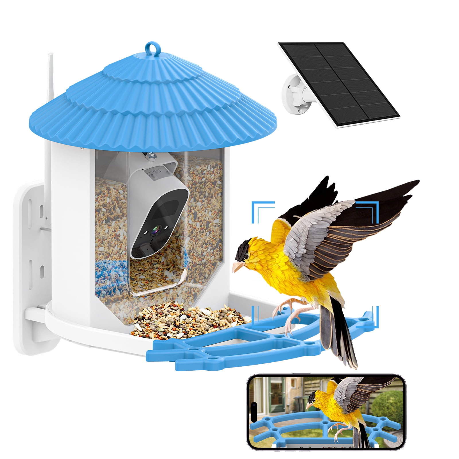 GEVSYUE 1080P HD Smart Bird Feeder Camera, 2L, AI Identify 10K+ Bird ...