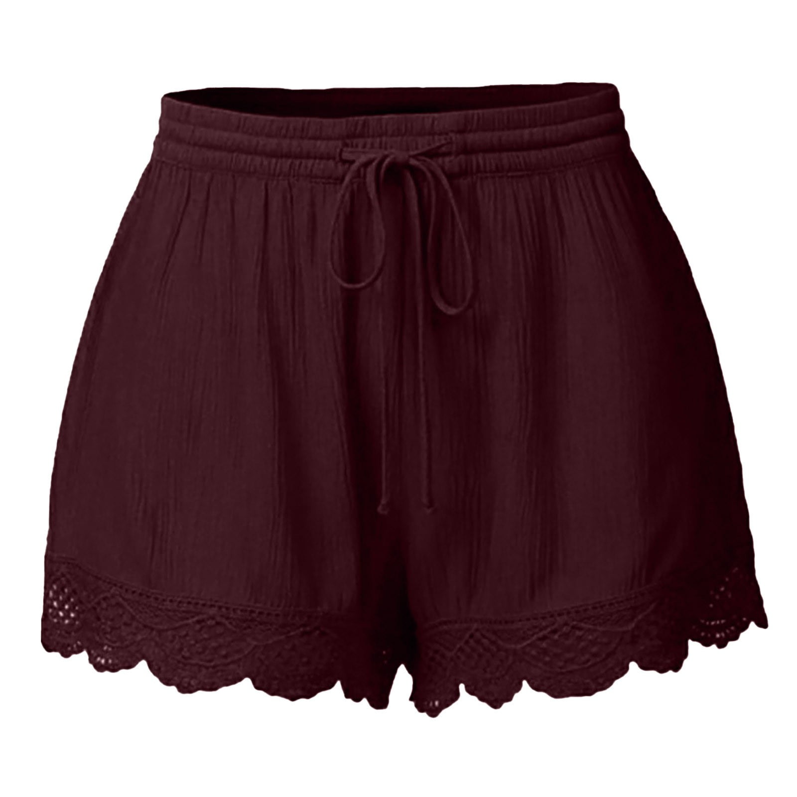 GEWSEY Linen Shorts for Women Plus Size High Waisted Wide Leg ...