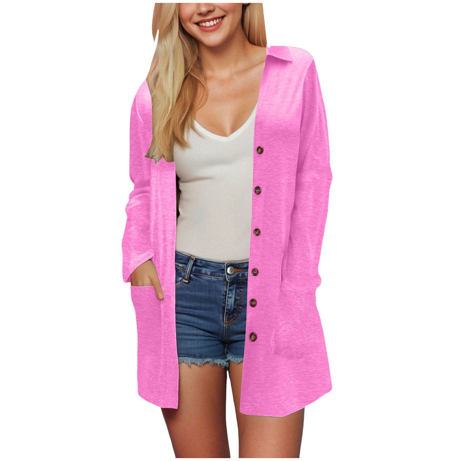 GEWSEY Plus Size Cardigan for Women Button Down Long Sleeve Lightweight ...