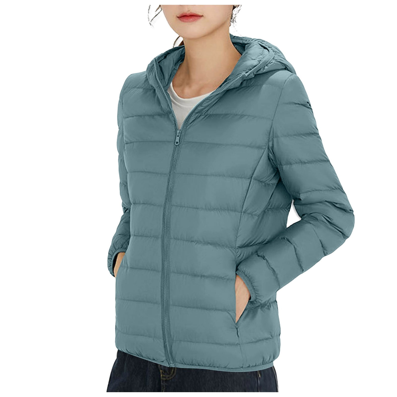 GEWSEY Plus Size Packable Puffer Coat for Women, Light Weight Winter ...