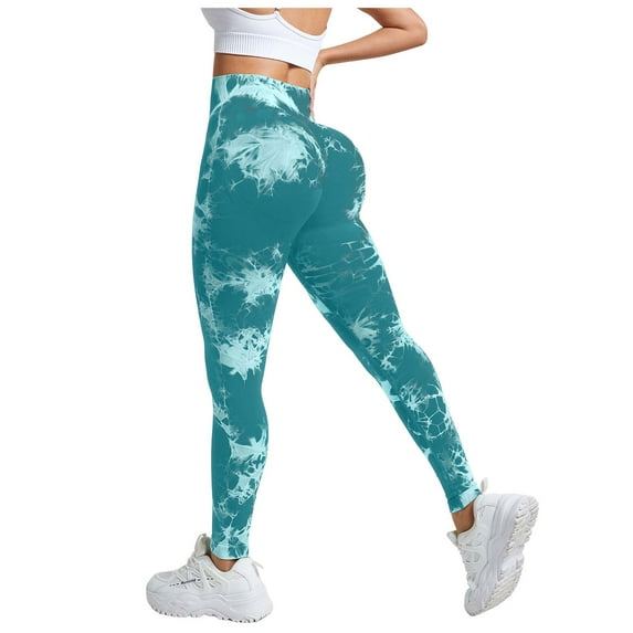 GEWSEY Tie Dye Lifting Leggings for Women Fitness Yoga Seamless Scrunch High Waisted Leggings ...