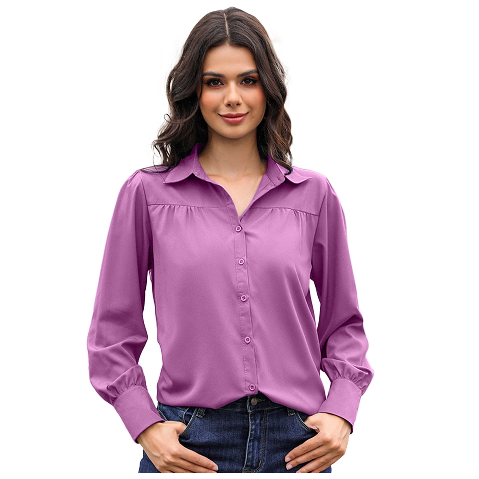 GEWSEY Women Button Down Shirts Long Sleeve Stain Shield Dress Shirts ...