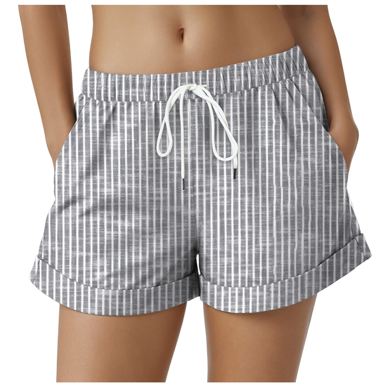 GEWSEY Women Pajamas Shorts Y2k Elastic Waist Plaid Drewstring Shorts ...