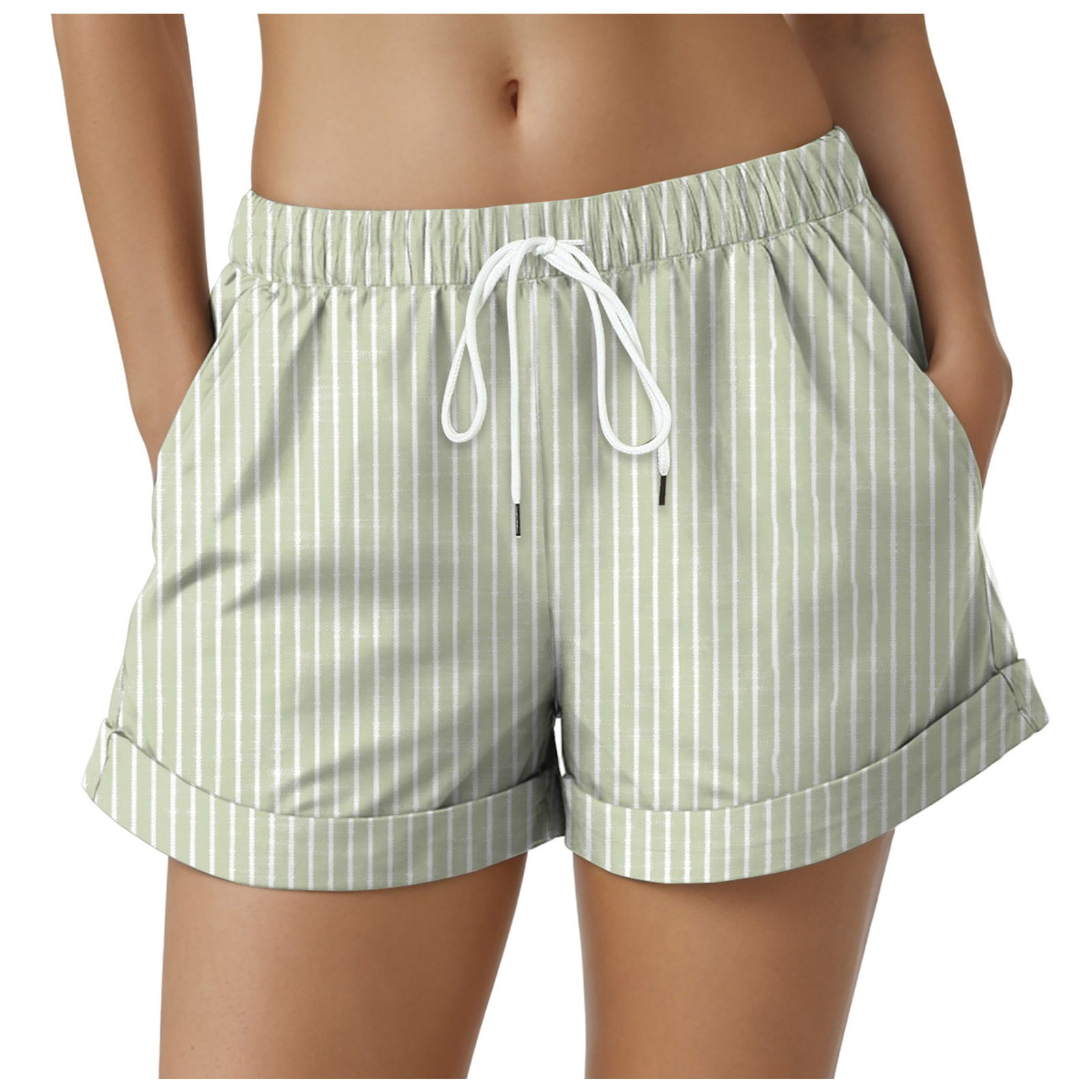 GEWSEY Women Pajamas Shorts Y2k Elastic Waist Plaid Drewstring Shorts ...