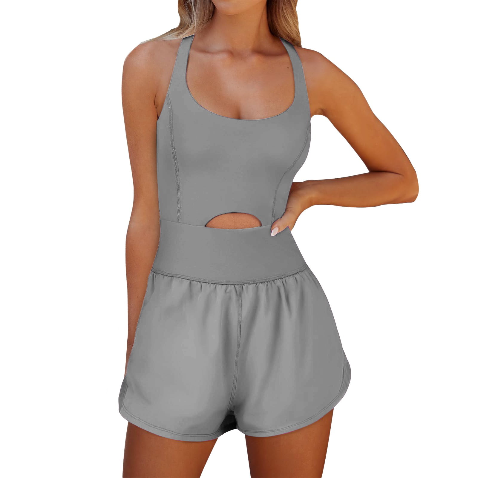 GEWSEY Womens Rompers Workout Sets Summer Outfits One Piece Jumpsuits ...