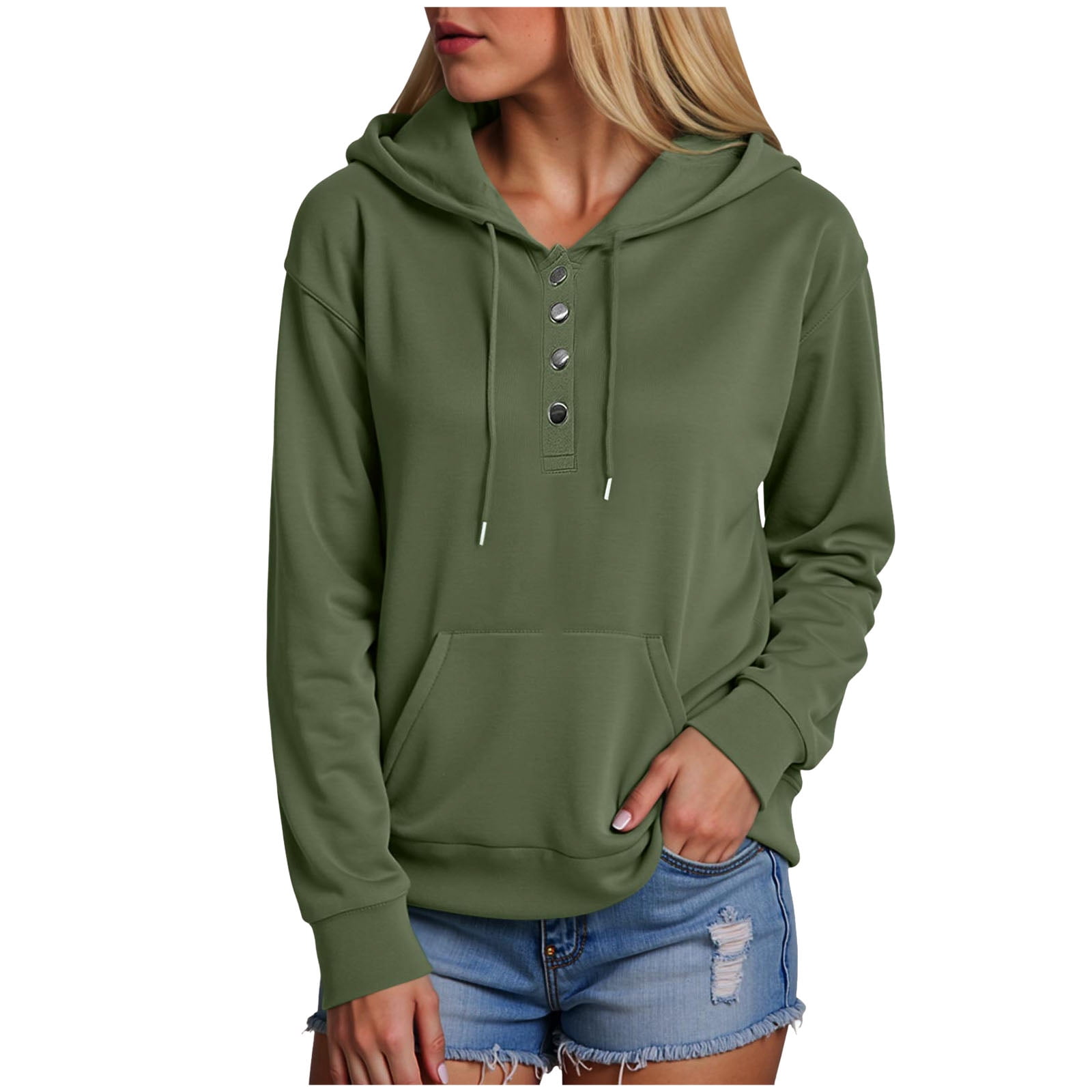 GEWSEY Women's Essential Pullover Hoodie Lightweight Long Sleeve ...