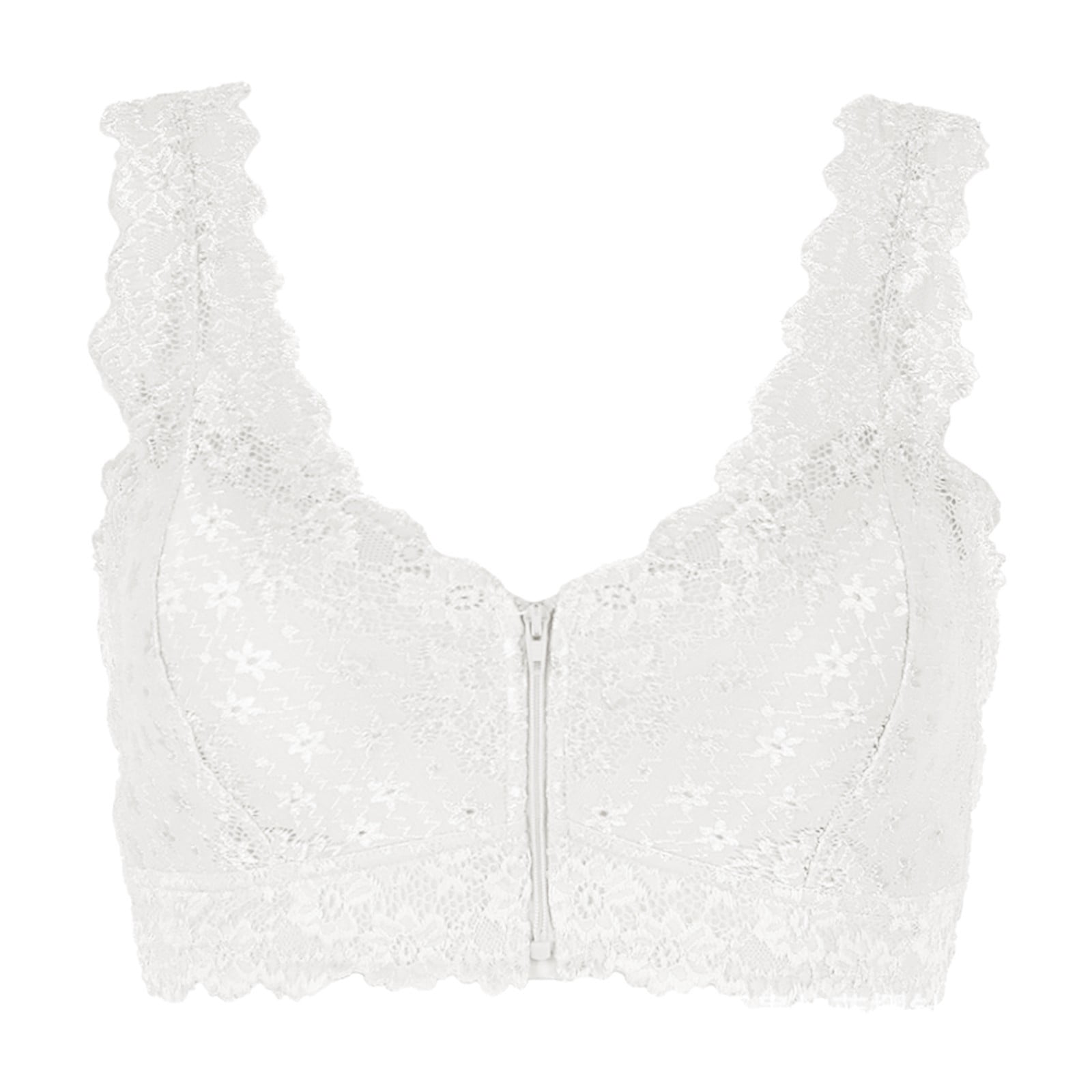 GEWSEY Women's Lace Trim Bralettes Sexy Deep V Neck Bra Front Close Bra ...