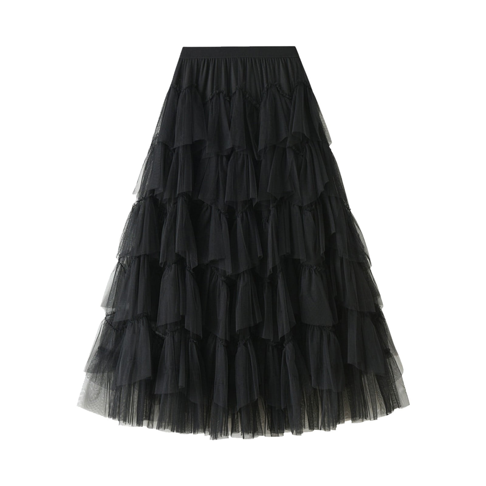 GEWSEY Women's Layered Tulle Skirts A Line Ruffle High Waisted Mesh ...