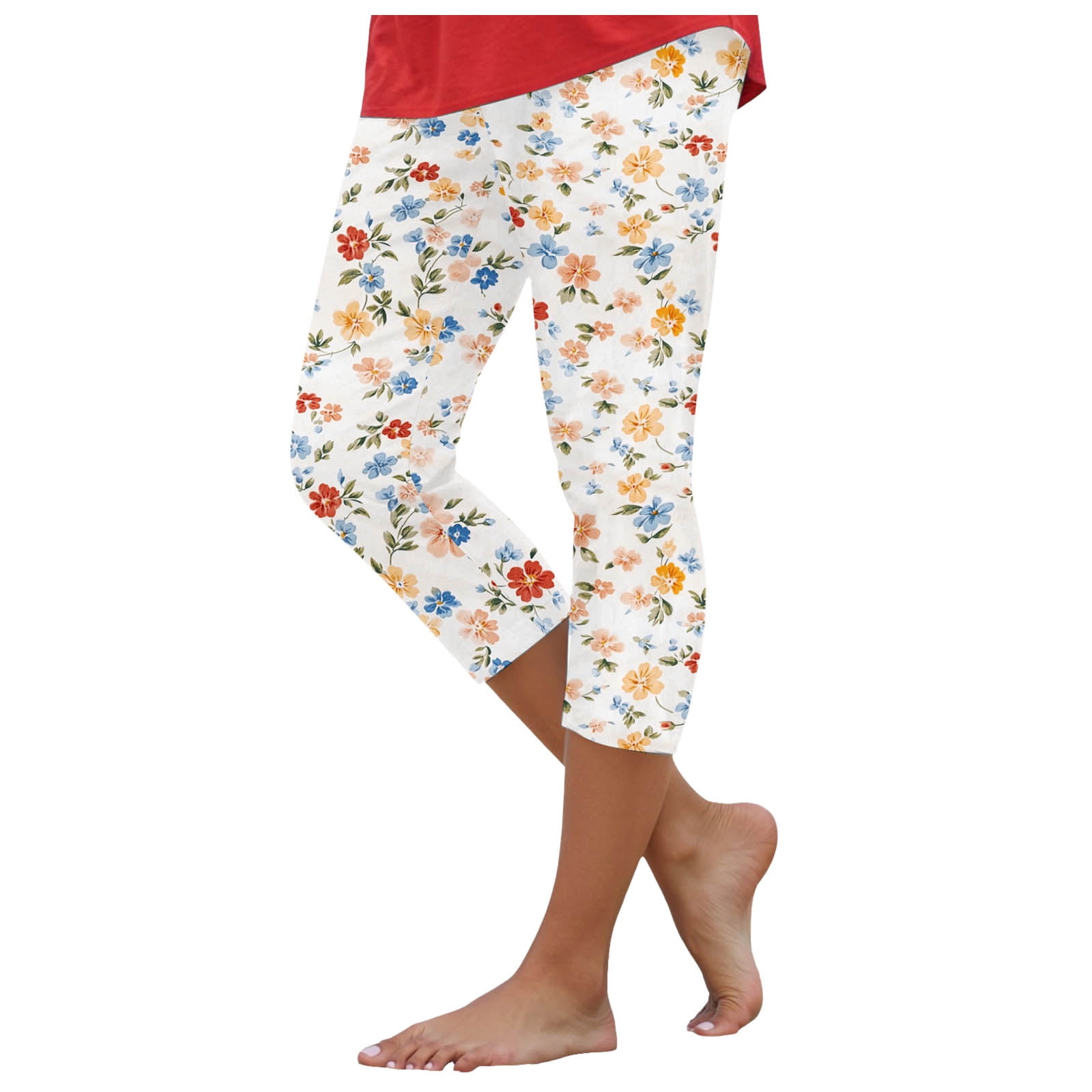 GEWSEY Women's Plus Size 7/8 Length Leggings Tummy Control Slim Legging ...