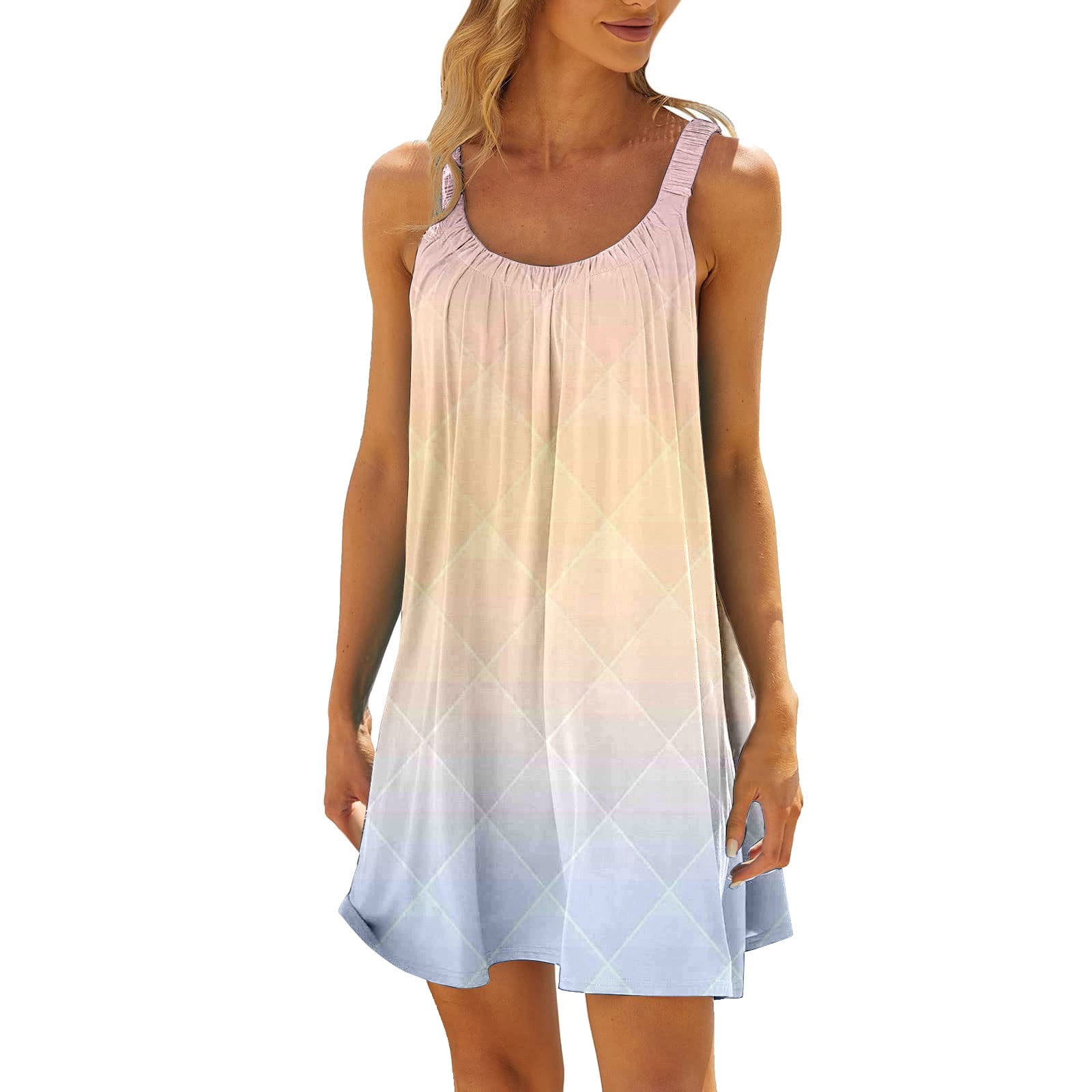 GEWSEY Women's Sleeveless V Neck Mini Dress Beach Cover Up Bathing Suit ...