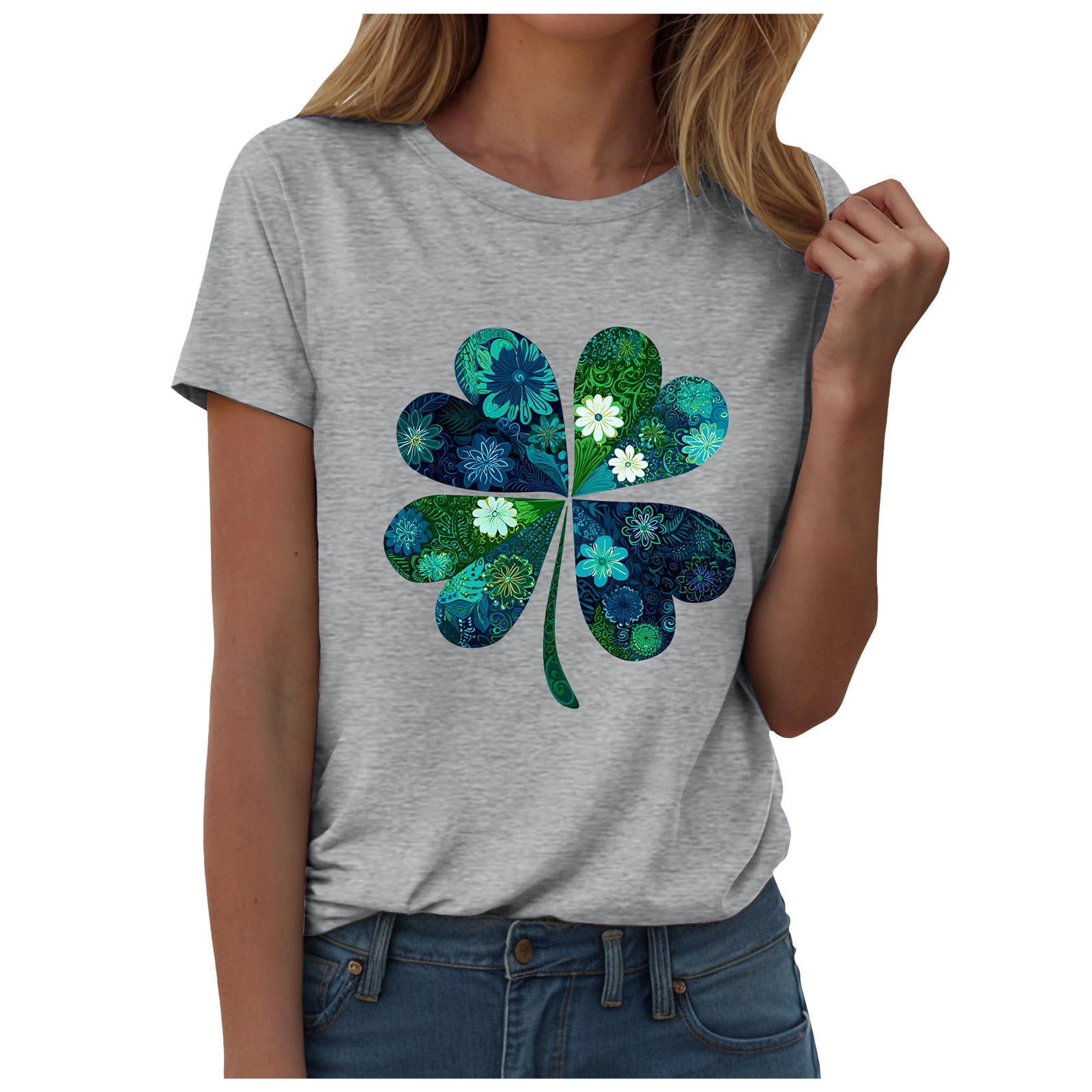 GEWSEY Women's St Patrick's Day T-Shirt Lucky Irish Shamrock Paddy's ...