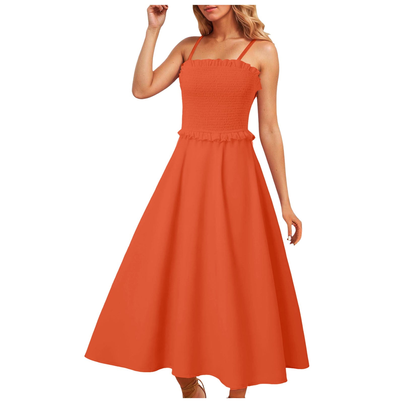 GEWSEY Women's Summer Strapless Midi Sundress Tube Off Shoulder Ruffle ...