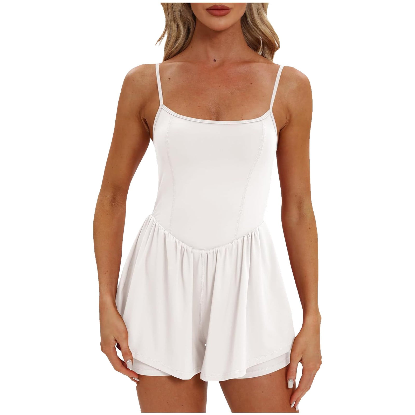 GEWSEY Women's Workout Seamless Romper Yoga Ribbed Bodycon One Piece ...