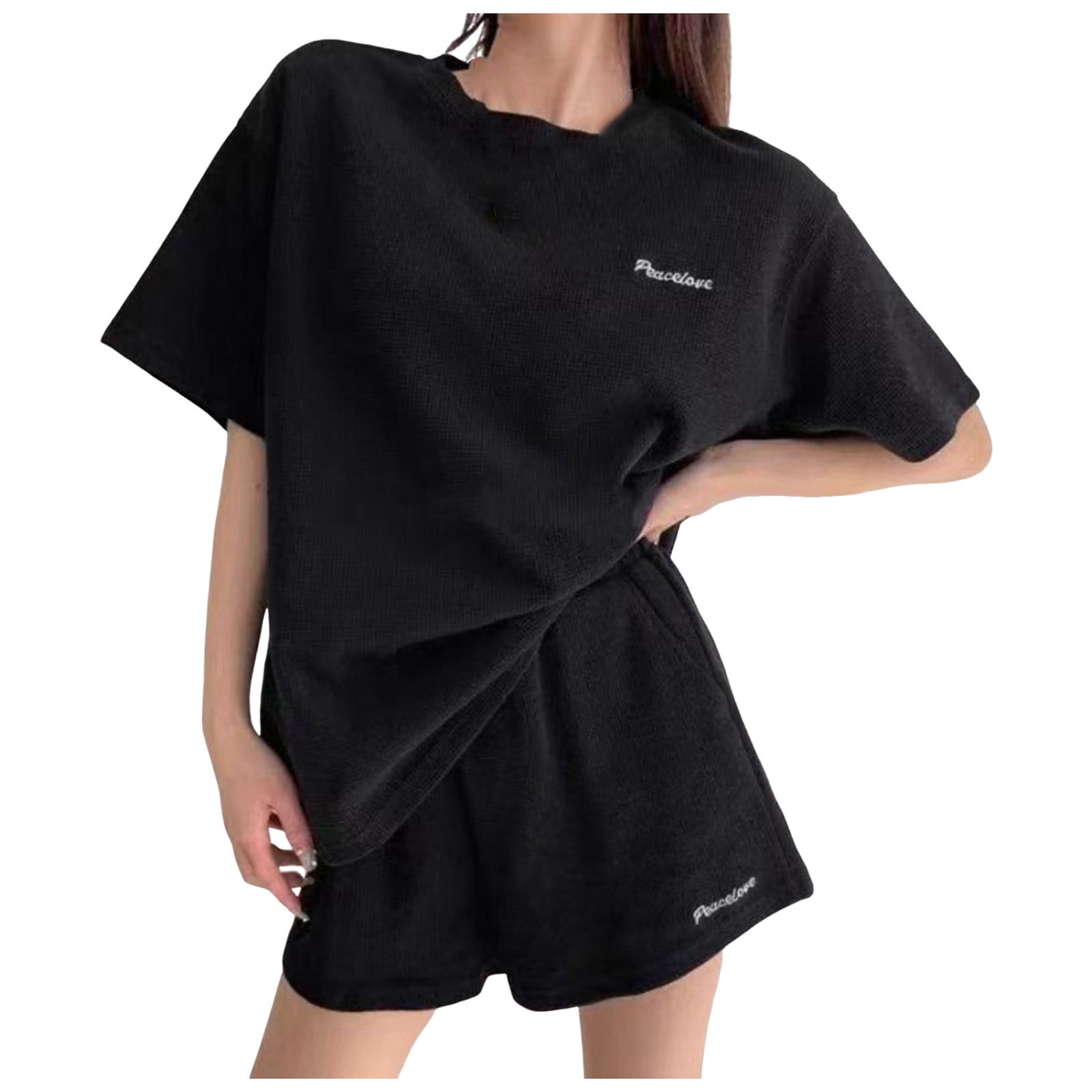 GEWSEY Womens 2 Piece Outfits 2025 Oversized Summer Short Sets Casual ...