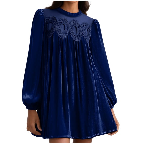 GEWSEY Womens A-Line Velvet Lace Overall Pleated Swing Casual Skirtall ...