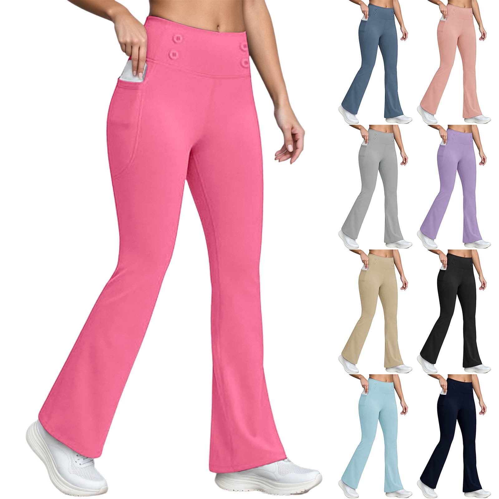 GEWSEY Womens Flare Yoga Pants with Pockets Crossover Flared Leggings ...