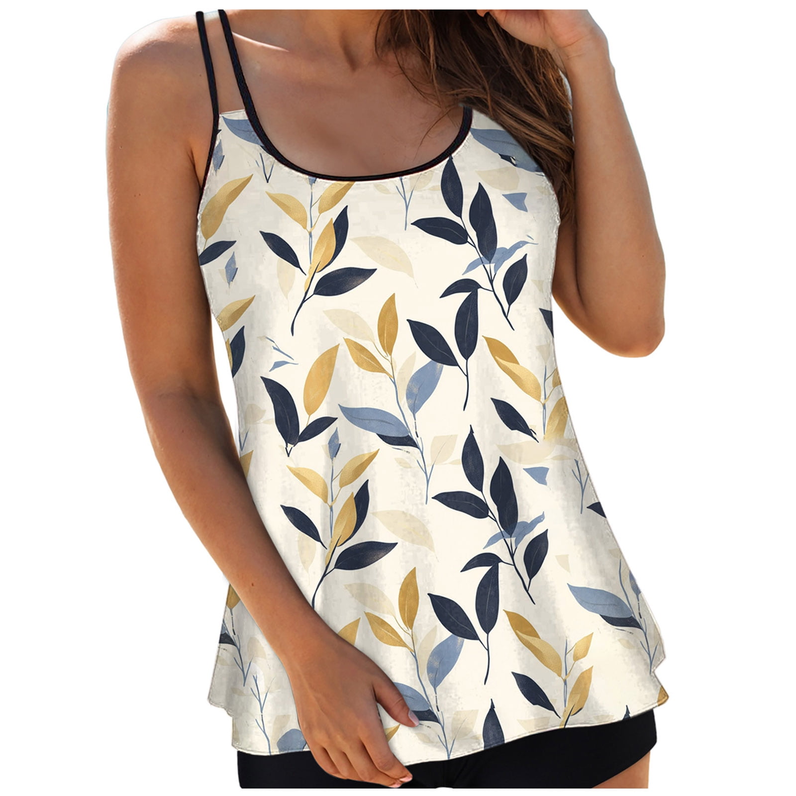 GEWSEY Womens Flowy Tankini Tops Only - Modest Bathing Suit Loose Fit ...
