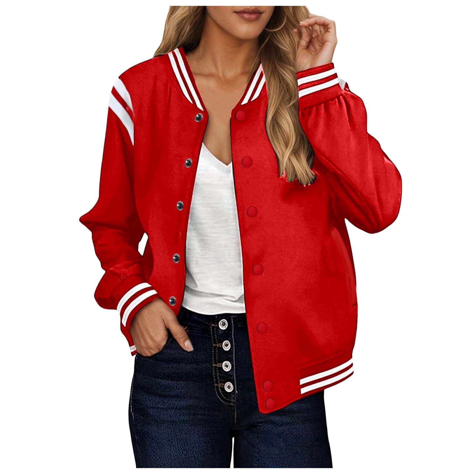 GEWSEY Bomber Jacket Women Varsity Casual Button Down Lightweight 2025 ...
