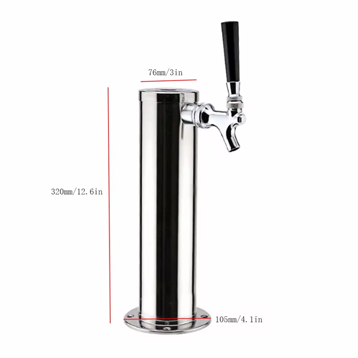 GEWUSH Stainless Steel Draft Beer Tower Set Single Tap Faucet Wine ...