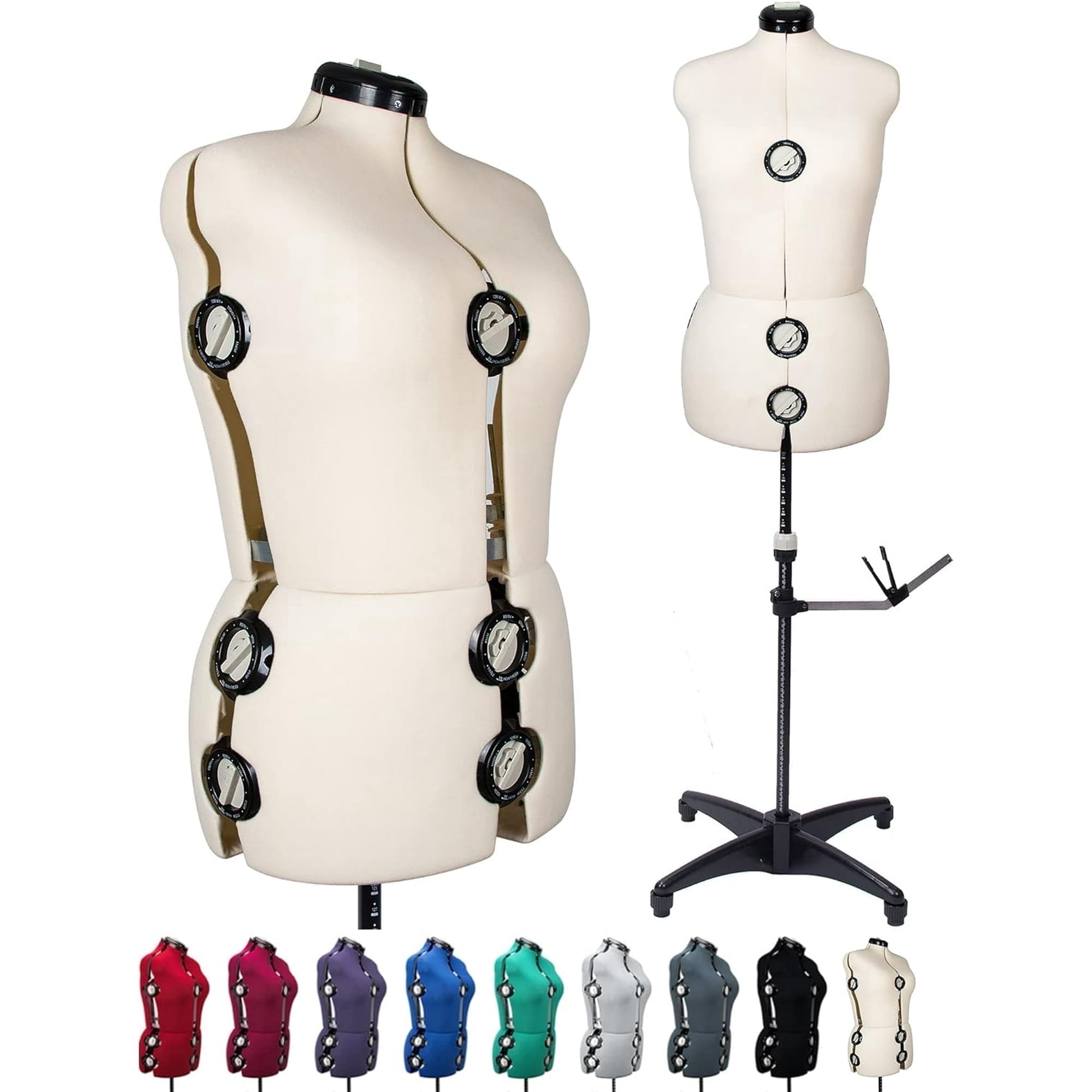 GEX 13 Dials Female Fabric Adjustable Mannequin Dress Form for Sewing, Mannequin Body Torso with ...
