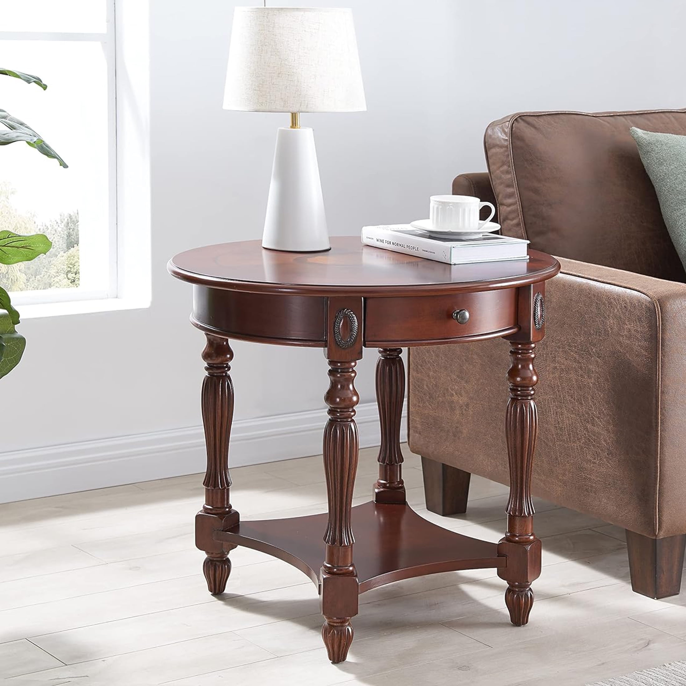 "GEXPUSM 28"" Living Room Accent End Table, Oval Wood Side Table with ...