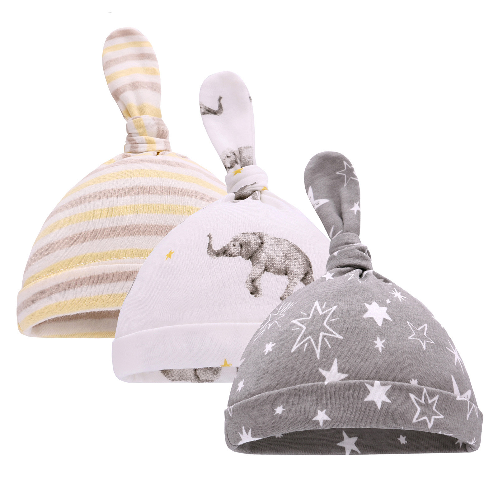 GEZHEN (0-6m) Baby Fetal Cap, Newborn Baby Hood, Cartoon Hat 3-Piece ...