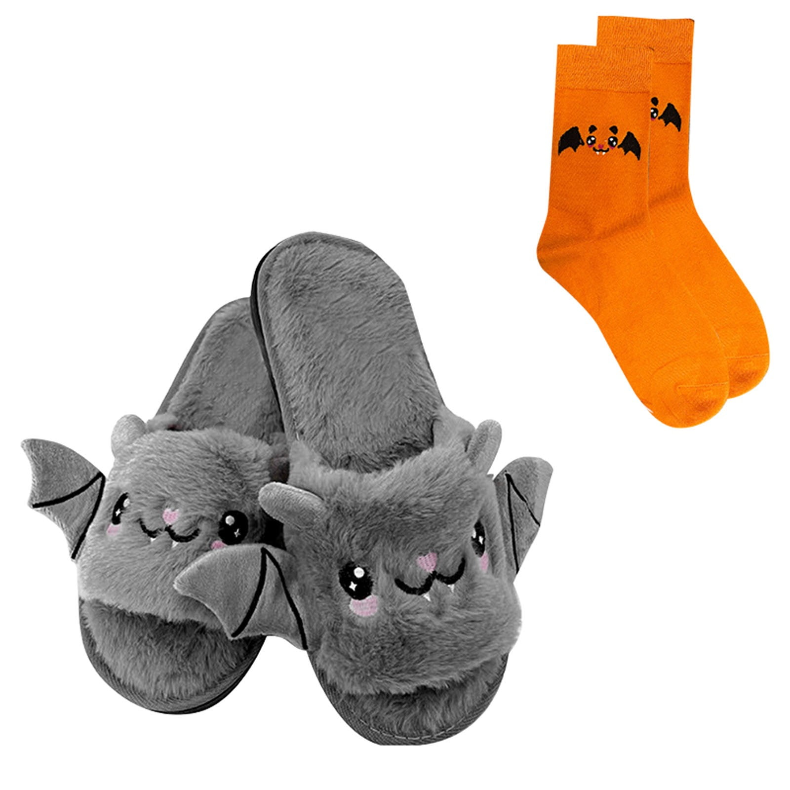 GEZHEN Cute Kid Boys Girls Slippers Cartoon Bat Plush Slippers ...