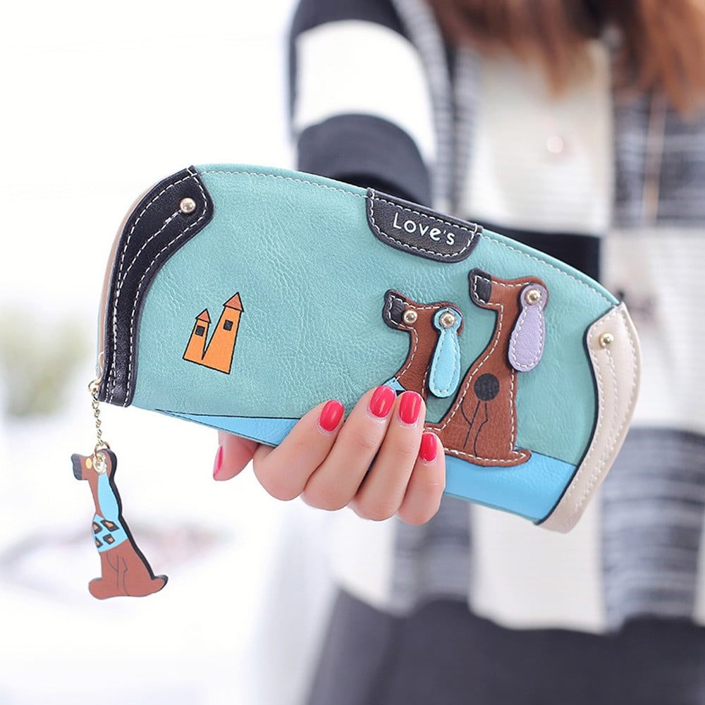 GEZHEN Cute Stitched Puppy Zipper Wallet Long Women’S Clutch Brand ...