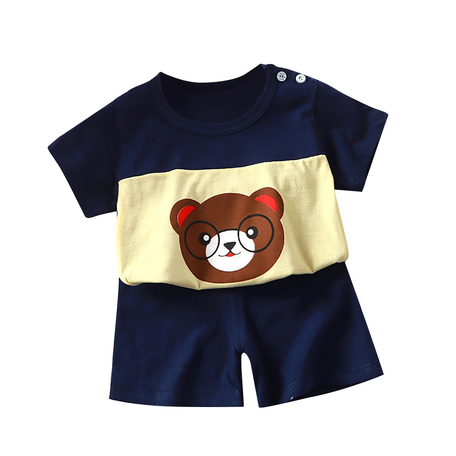 GEZHEN Girls Boys Summer Cartoon Printing Short Sleeve Shorts Two PC ...