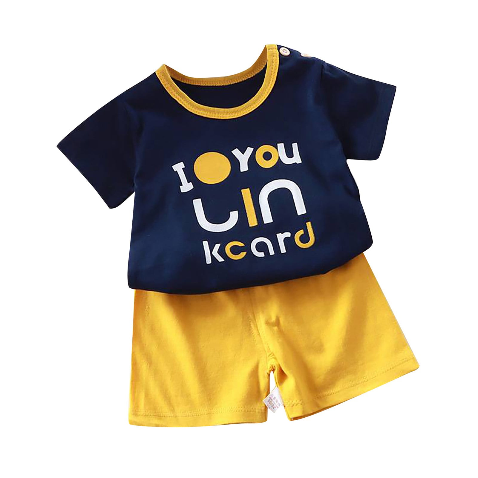 GEZHEN Girls Boys Summer Cartoon Printing Short Sleeve Shorts Two PC ...