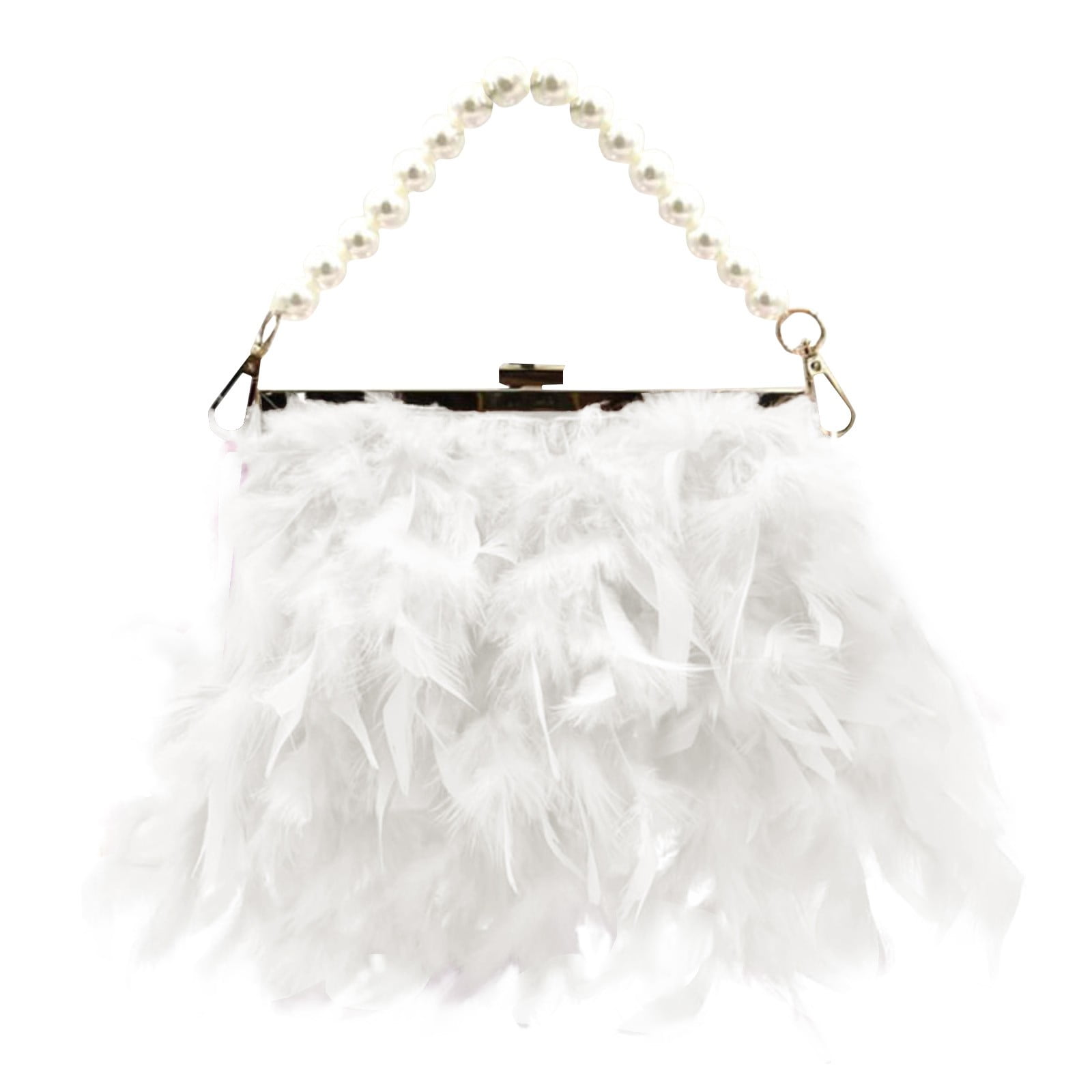 GEZHEN Luxury Handbags Clutch Bag Pearl Chain Purses Feather Bag for ...