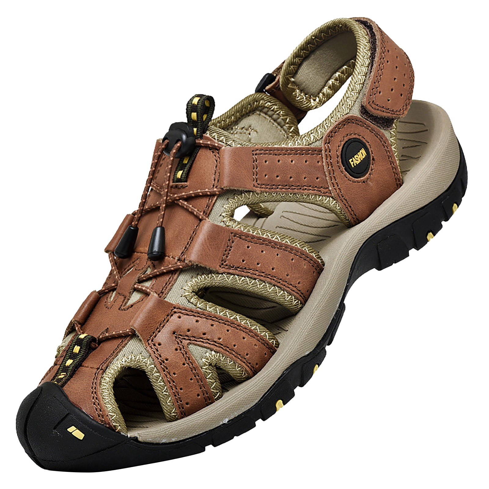 GEZHEN Men's Close-Toe Comfy Sandals Summer Leather Bag Head Large ...