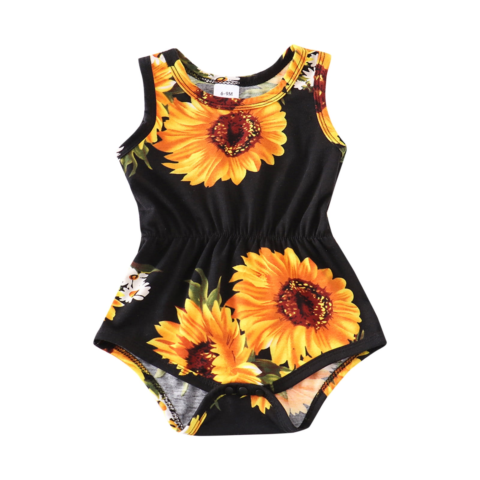 GEZHEN Party Jumpsuit for Kids Baby Girl Clothes Sleeveless Sunflower ...