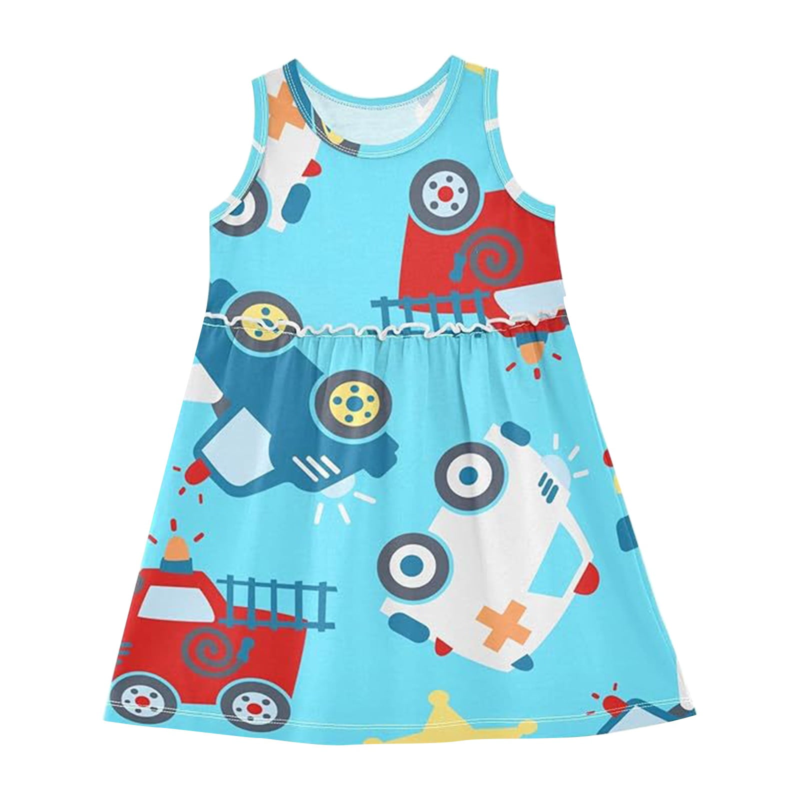 GEZHEN Princess Girl Casual Digital Print Princess Dress Sleeveless ...