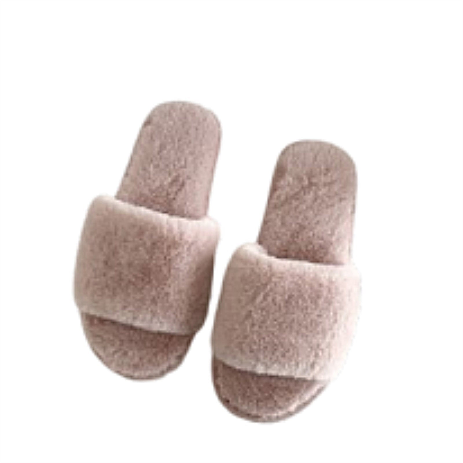 GEZHEN Solid Color Plush Slippers Home Warm Anti Slip Indoor on Open ...