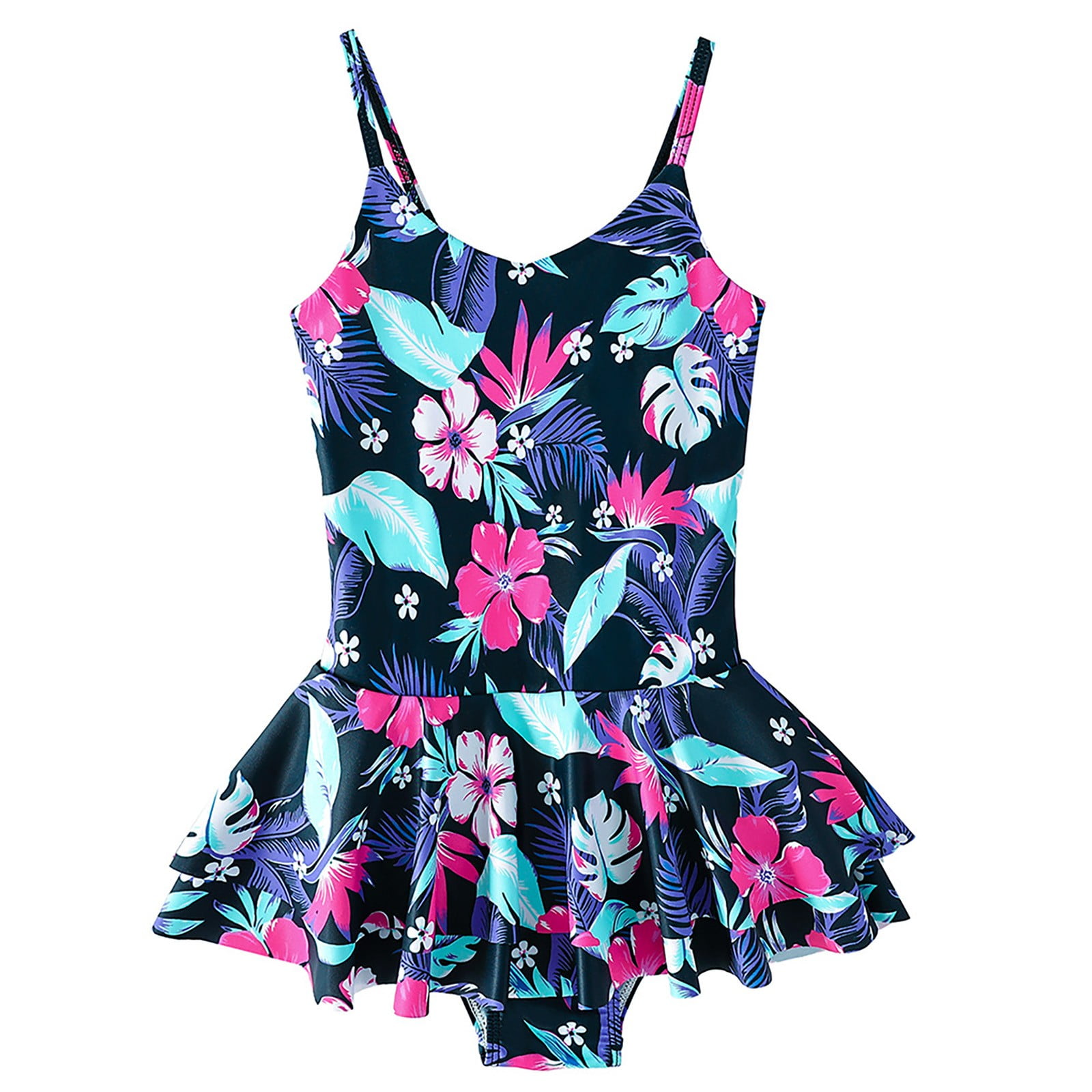 GEZHEN Summer Rash Guard Swimwear Girls Swimwear Suspender Floral ...